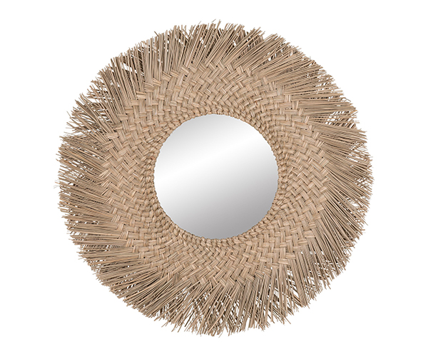 TOKYO MIRROR WITH SEAGRASS EDGE, NATURAL, ROUND, DIA 70CM ART NO ...